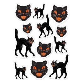 Vintage Halloween Black Cat Stickers