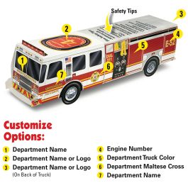 Custom Printed Paper-Stock Pop-Up Fire Truck