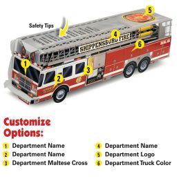 Custom Printed Paper-Stock Pop-Up Ladder Fire Truck