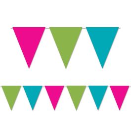 Cerise,Lime Green &Turquoise Pennant Bnr