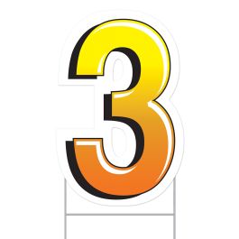 Plastic "3" Yard Sign