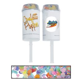 Push-Up Multi-Color Confetti Poppers w/ 2"Custom Round Decal