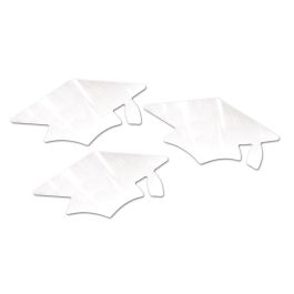 White Metallic Grad Cap Cutouts